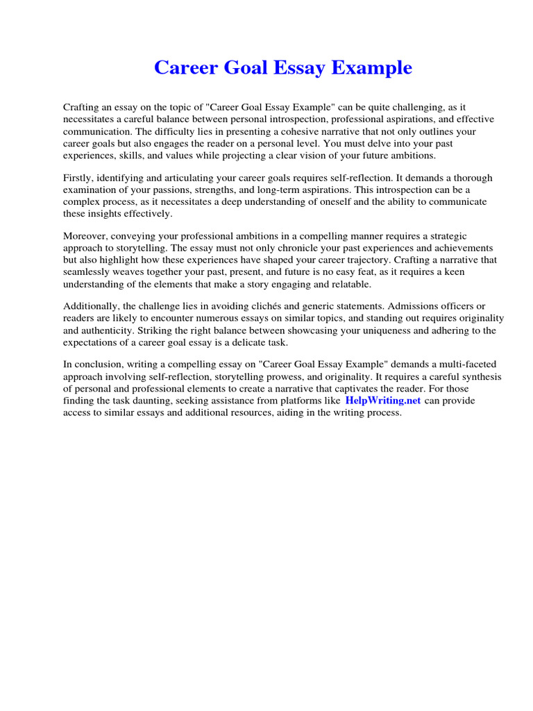 Career Goal Essay Example | PDF | Narrative | Essays