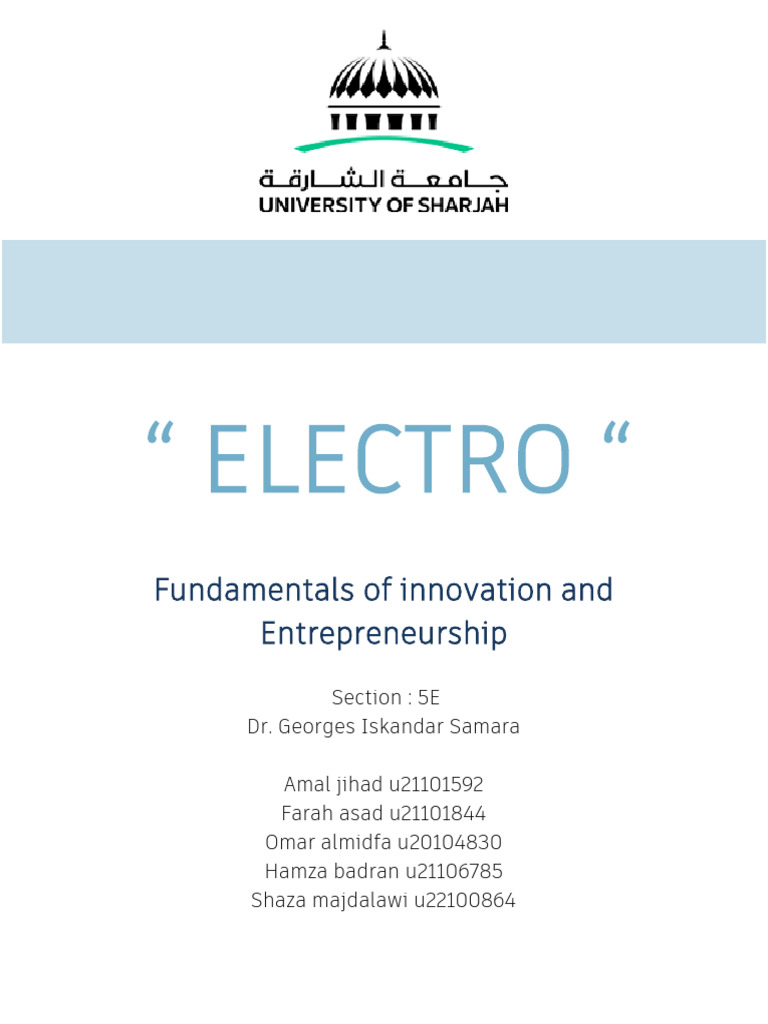 Project 1 Fund of Innov and Entrep | PDF | Infrastructure | Electric Vehicle