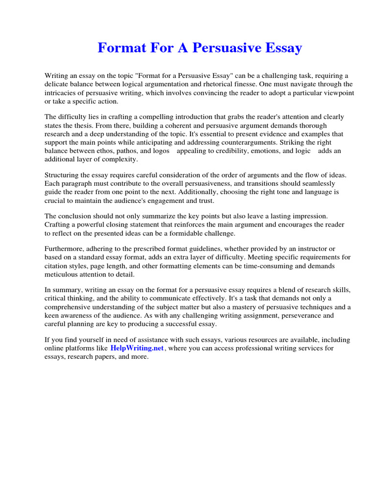 Format For A Persuasive Essay | PDF | Essays | Communication