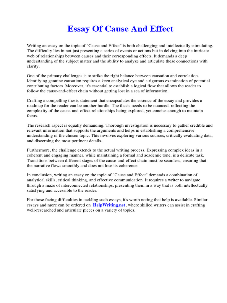 Essay of Cause and Effect | PDF | Causality | Labour Economics