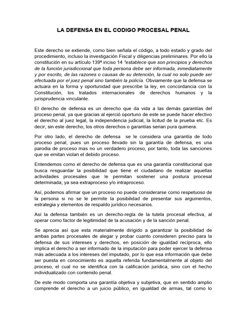 Derecho de Defensa en el Proceso Penal | PDF