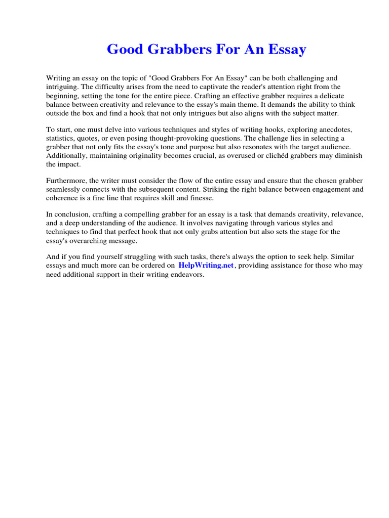 Good Grabbers For An Essay | PDF | Essays | God