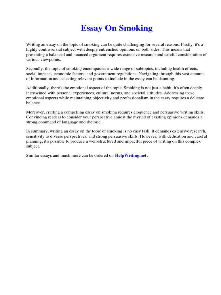Essay On Smoking | PDF