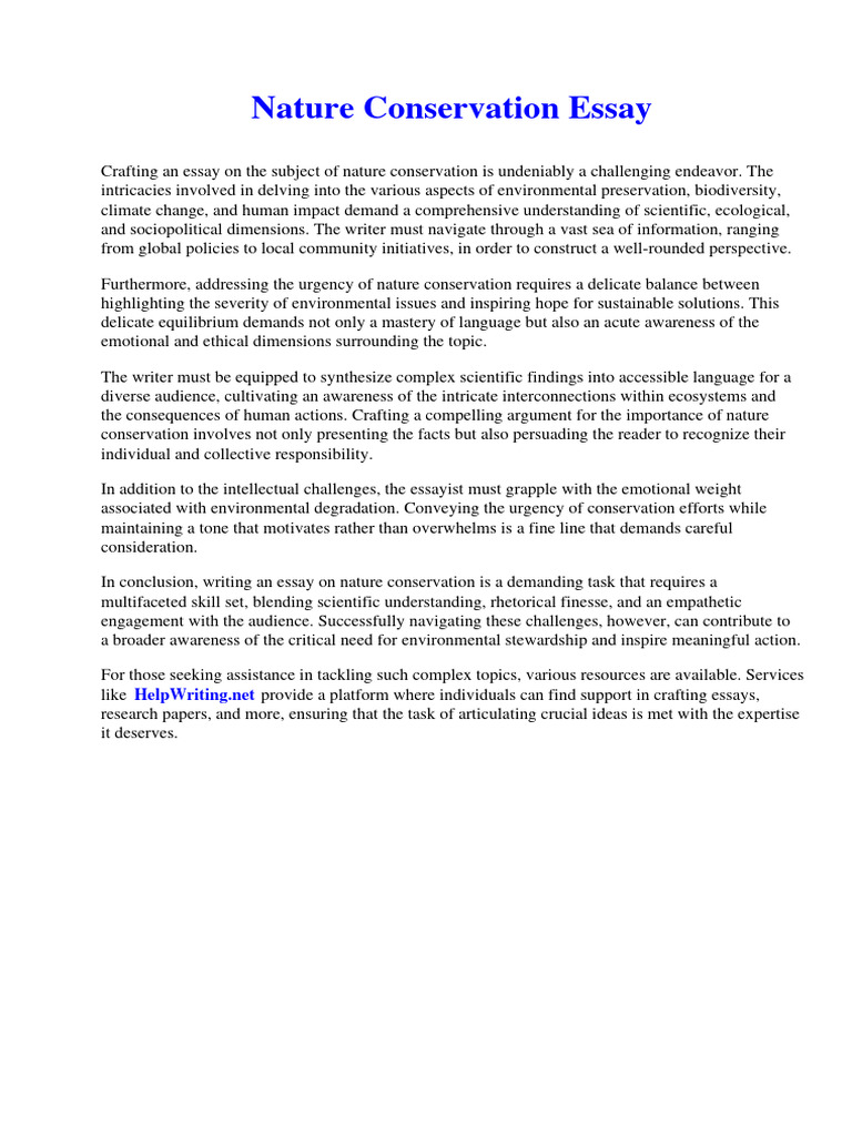 Nature Conservation Essay | PDF