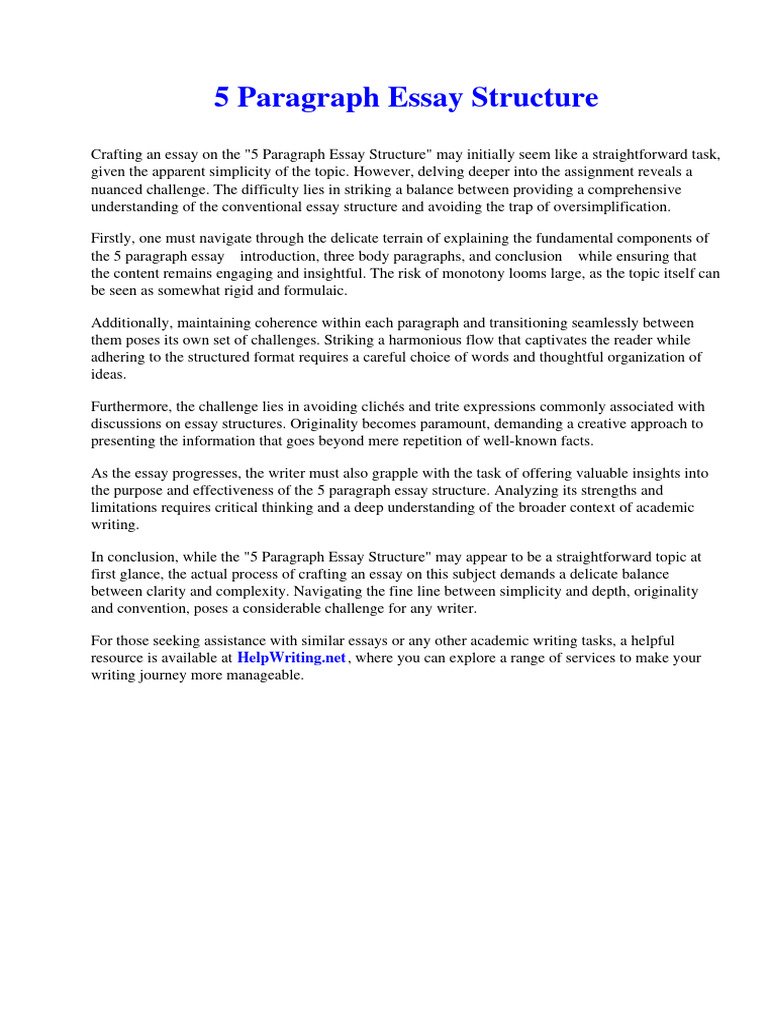 5 Paragraph Essay Structure | PDF