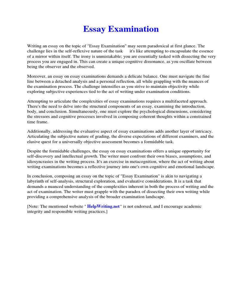 Essay Examination | PDF | Essays | Cognition