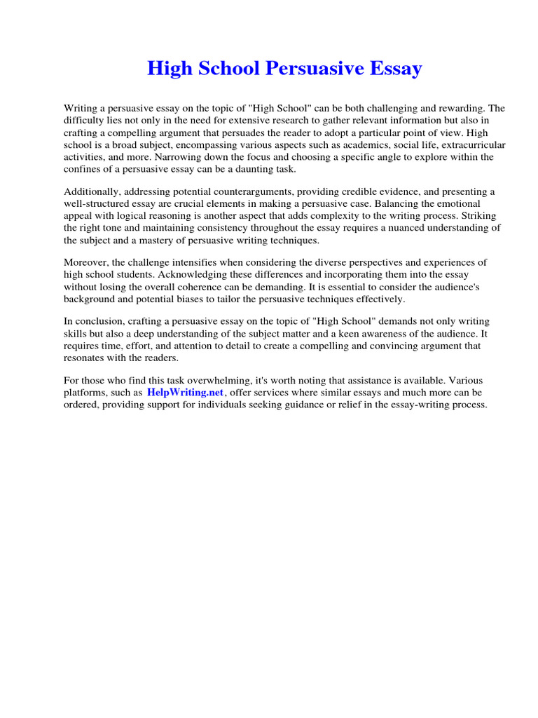High School Persuasive Essay | PDF | Essays | Fashion