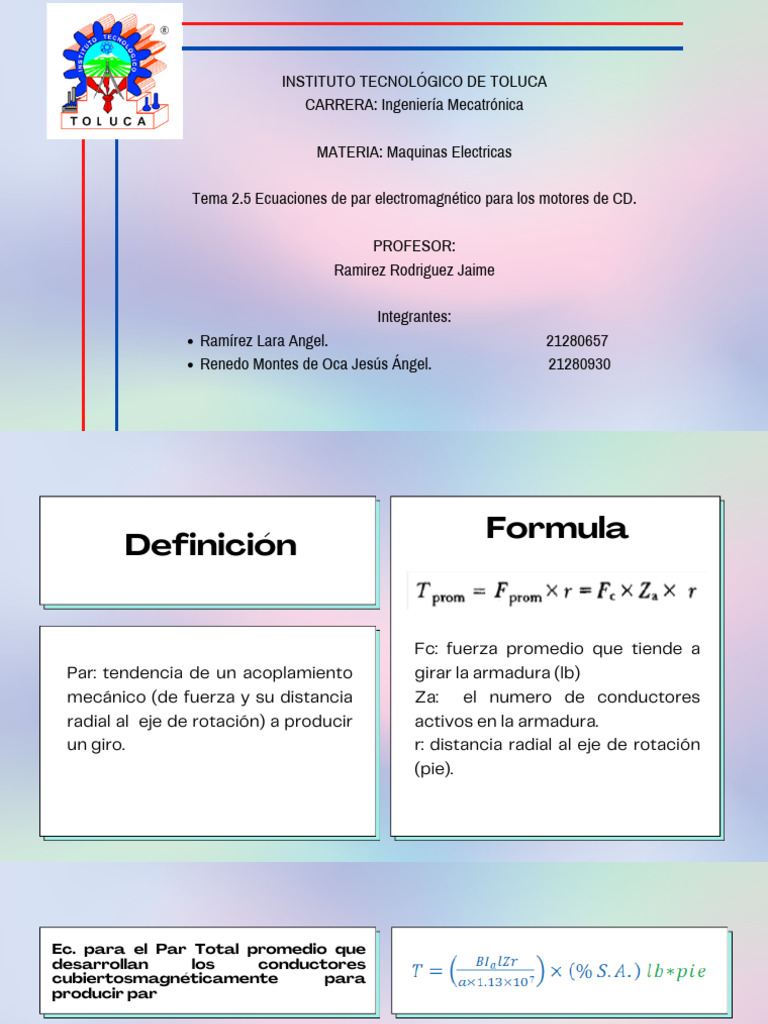 Tema 2.5 Ecuaciones de Par Electromagnético para Los Motores de CD ...