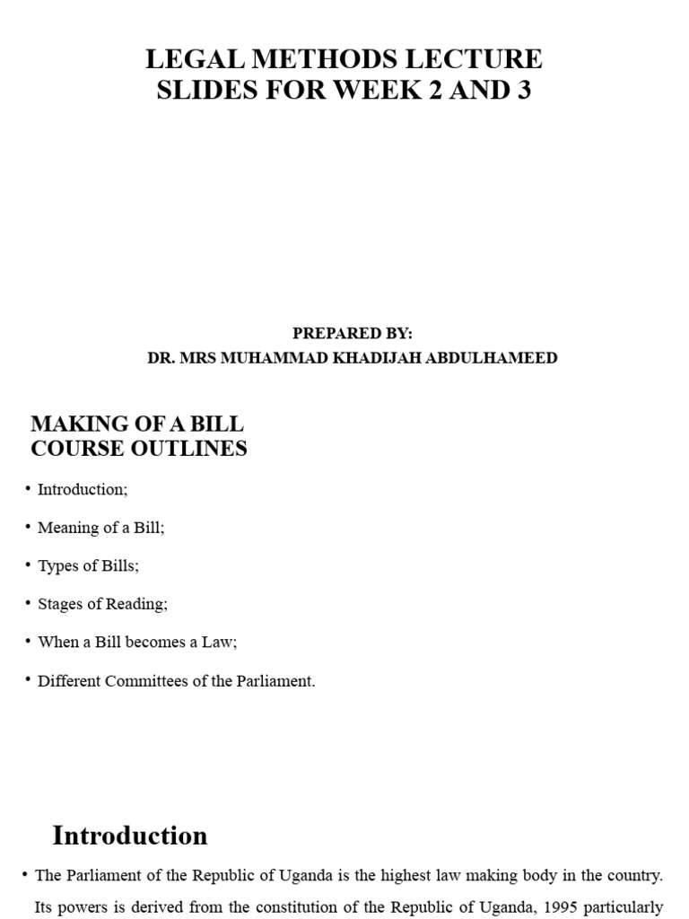 The Process of Making a Bill- Week 2 Slides | PDF | Bill (Law) | United ...