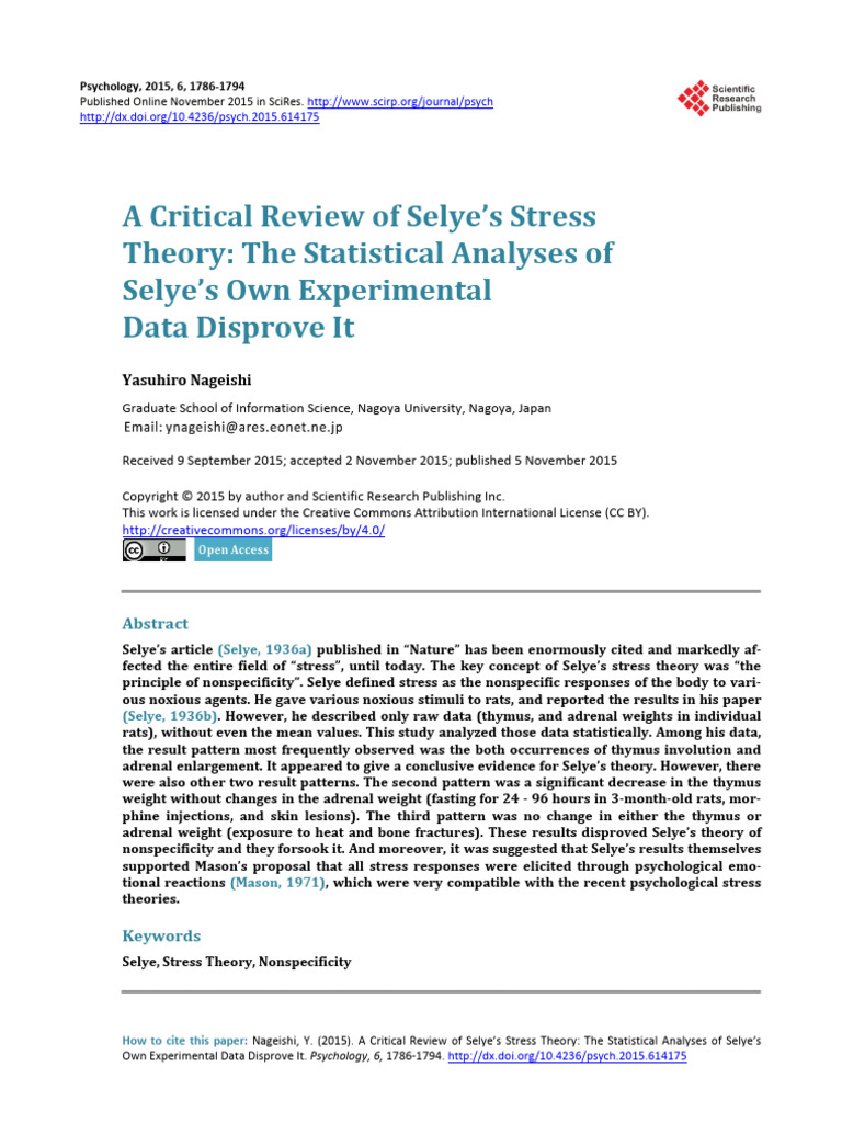 A_Critical_Review_of_Selyes_Stress_Theory_The_Sta | PDF | Analysis Of Variance | Stress (Biology)