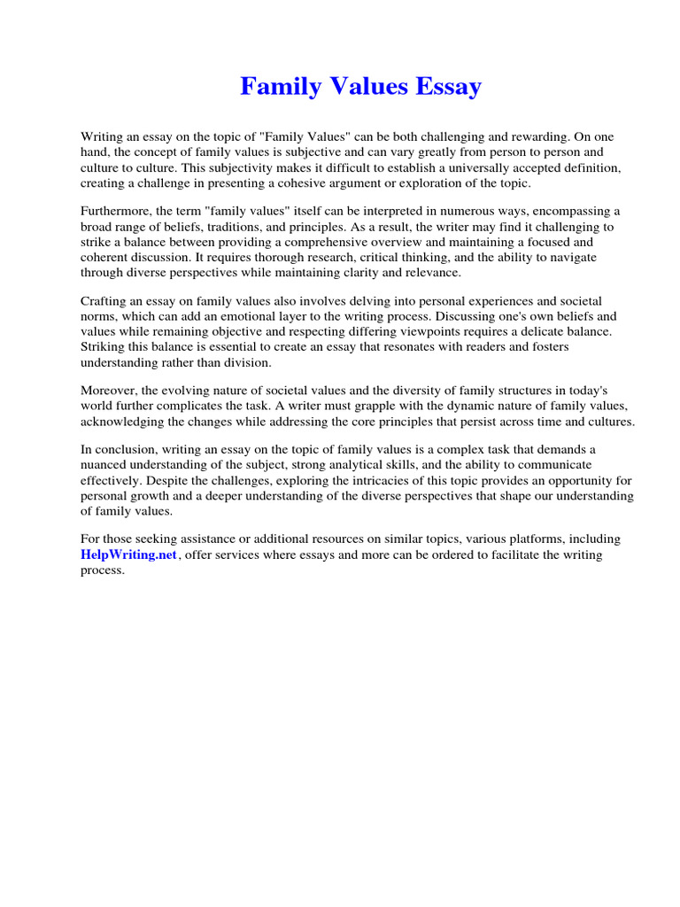 Family Values Essay | PDF