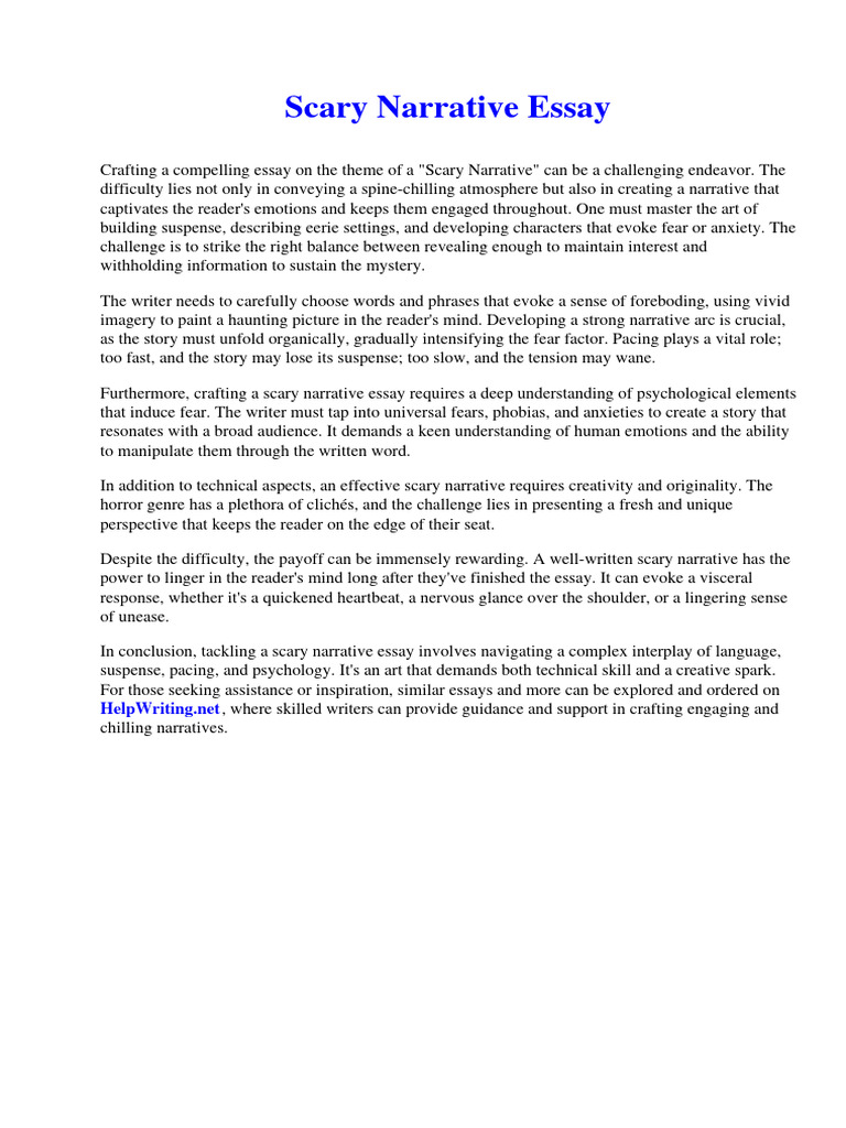 Scary Narrative Essay | PDF | Doping In Sport | Narrative