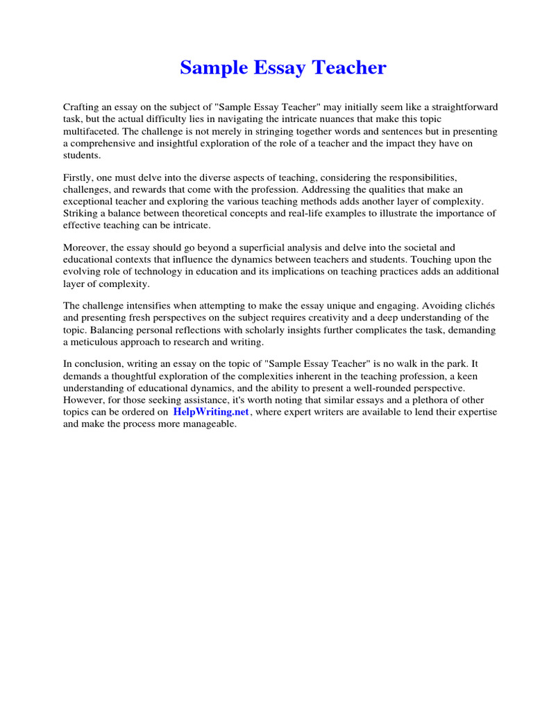 Sample Essay Teacher | PDF | Bolsheviks