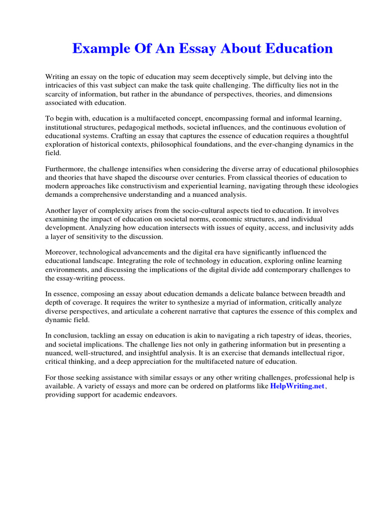 Example of An Essay About Education | PDF | Black Friday (Shopping ...