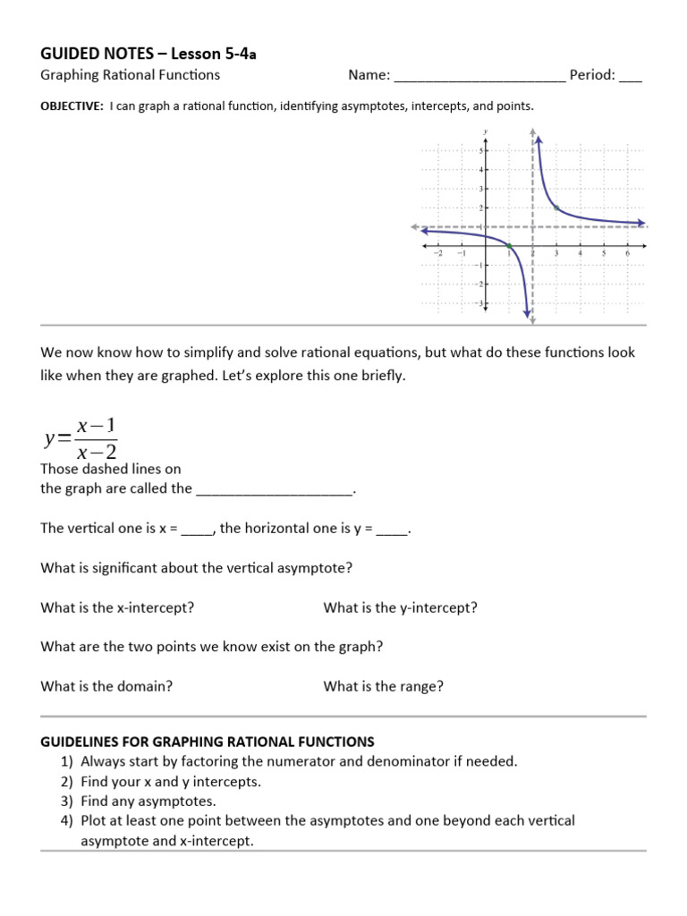Graphing Rational Functions Guide | PDF | Asymptote | Function ...
