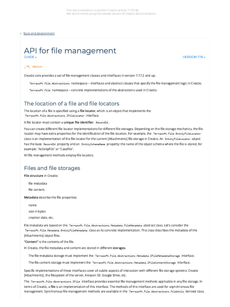 API For File Management | PDF | Computer File | Class (Computer Programming)