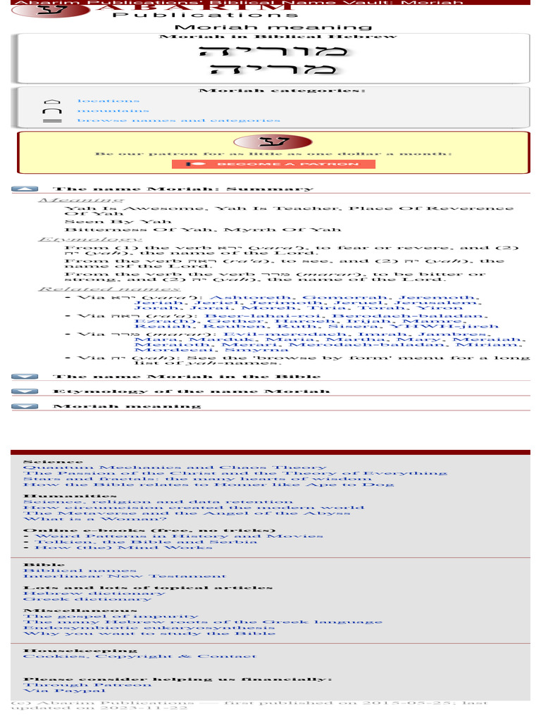 Moriah The Amazing Name Moriah Meaning and Ety | PDF | Bible
