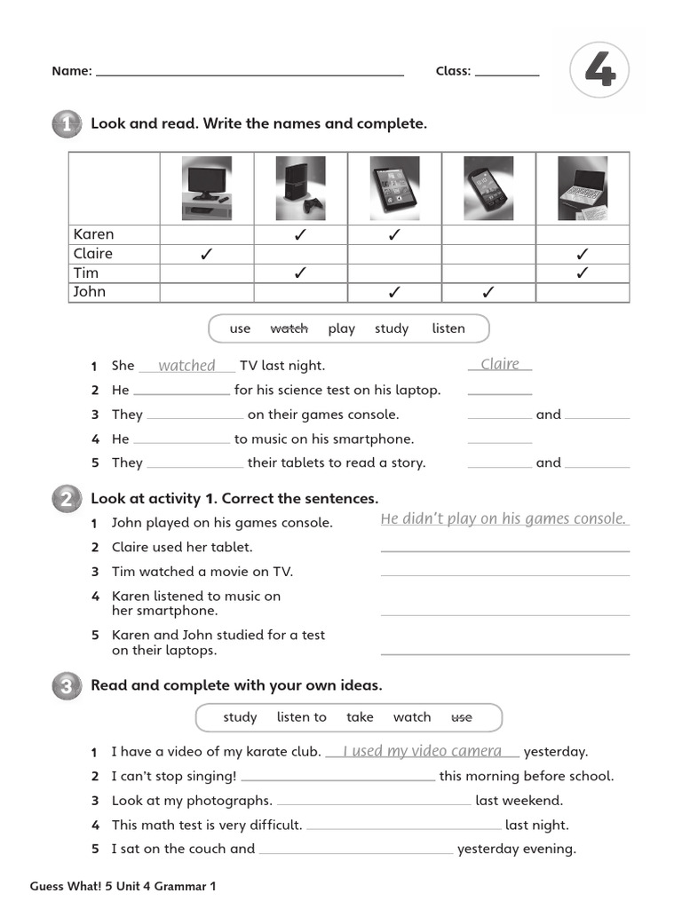 Guess What! 5 Unit 4 Worksheet | PDF