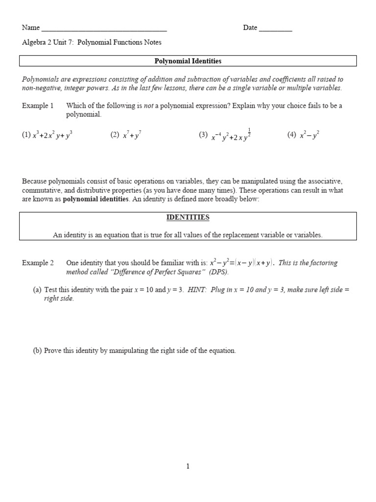 Polynomial Notes | PDF | Division (Mathematics) | Polynomial