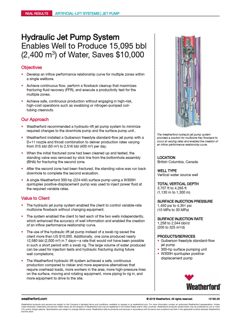 Hydraulic Jet Pump System Benefits | PDF | Pump | Equipment