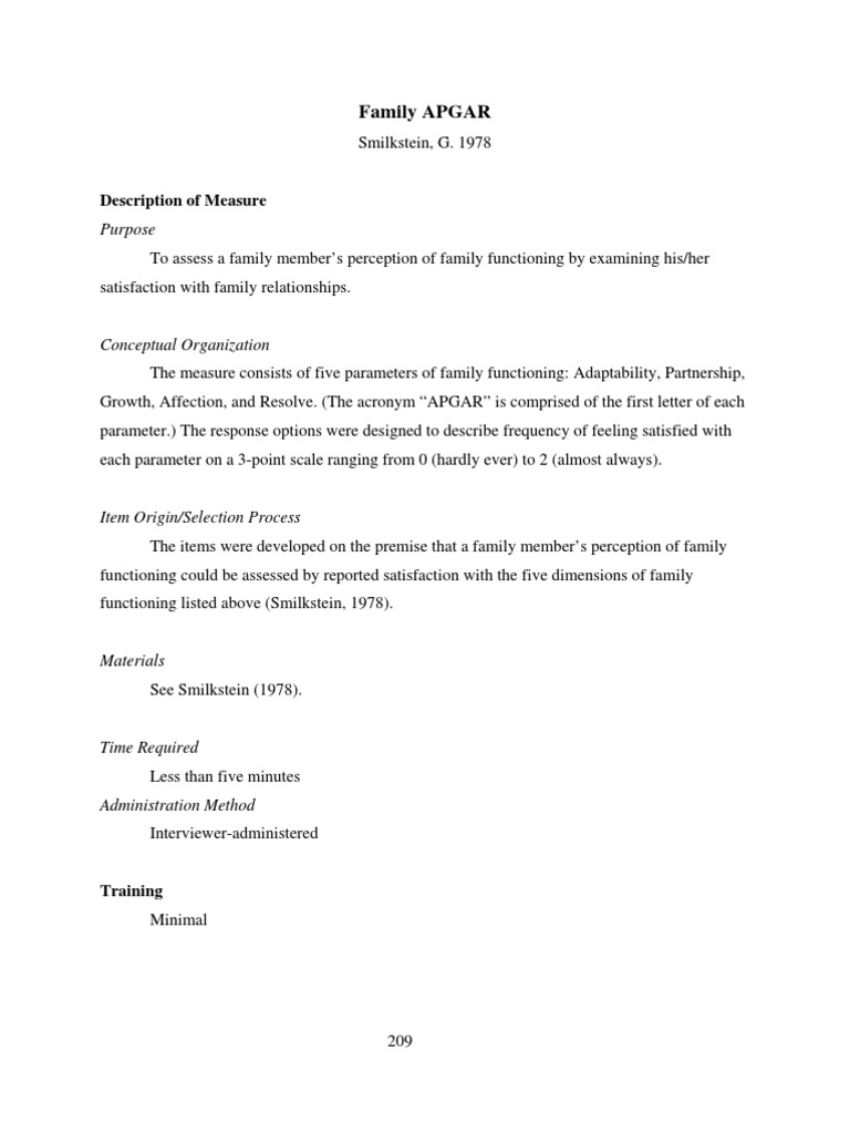 Family Apgar | PDF | Psychology | Behavioural Sciences