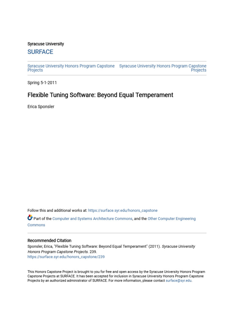Flexible Tuning Software - Beyond Equal Temperament | PDF | Interval ...