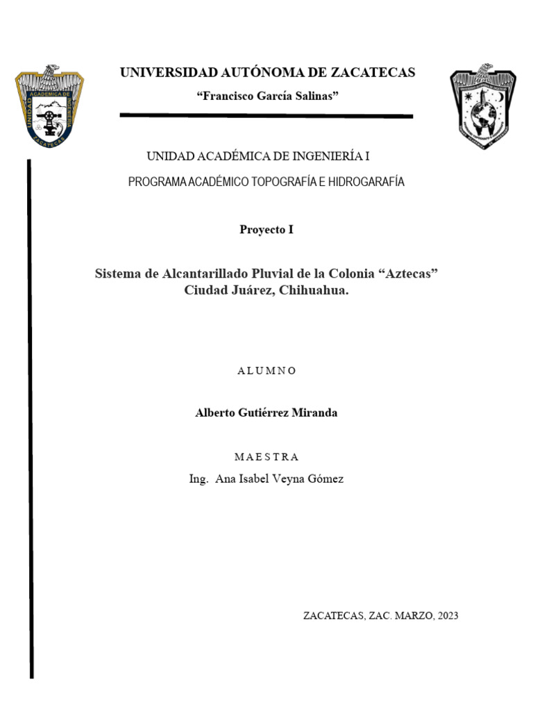 Reporte - Gutiérrez Miranda Alberto - Proy 1 - Final | PDF | Alcantarillado | Agua