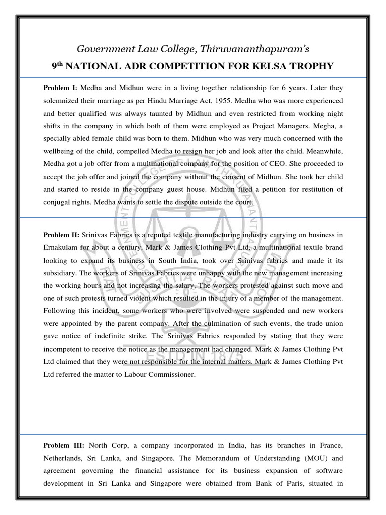 Problem | PDF | Arbitration | Lawsuit