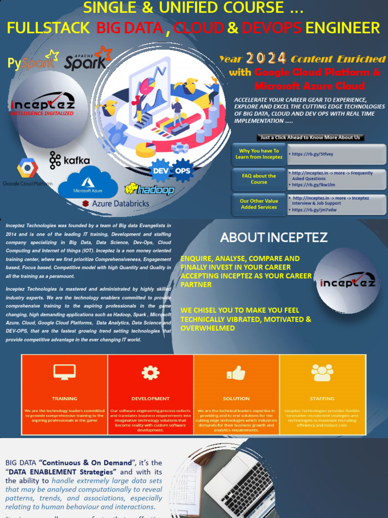 Inceptez Fullstack Bigdata & Cloud Engineer 2024 | PDF | Apache Hadoop | Apache Spark