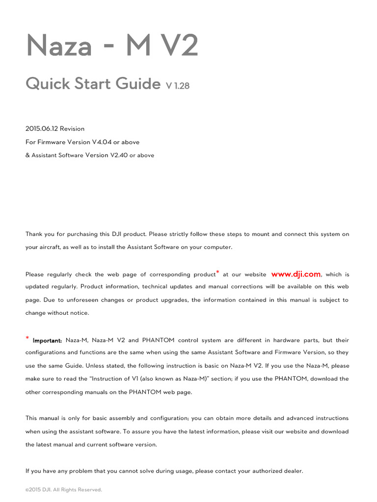 Manual NAZA-M - Quick - Start - Guide - v1.28 - en | PDF | Mac Os | Compass