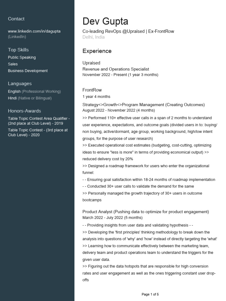 Dev Gupta | PDF | Sewage Treatment | Sales