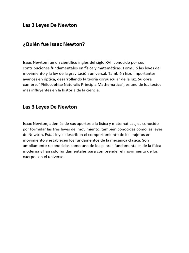 Las 3 Leyes de Newton | Descargar gratis PDF | Las leyes del movimiento ...