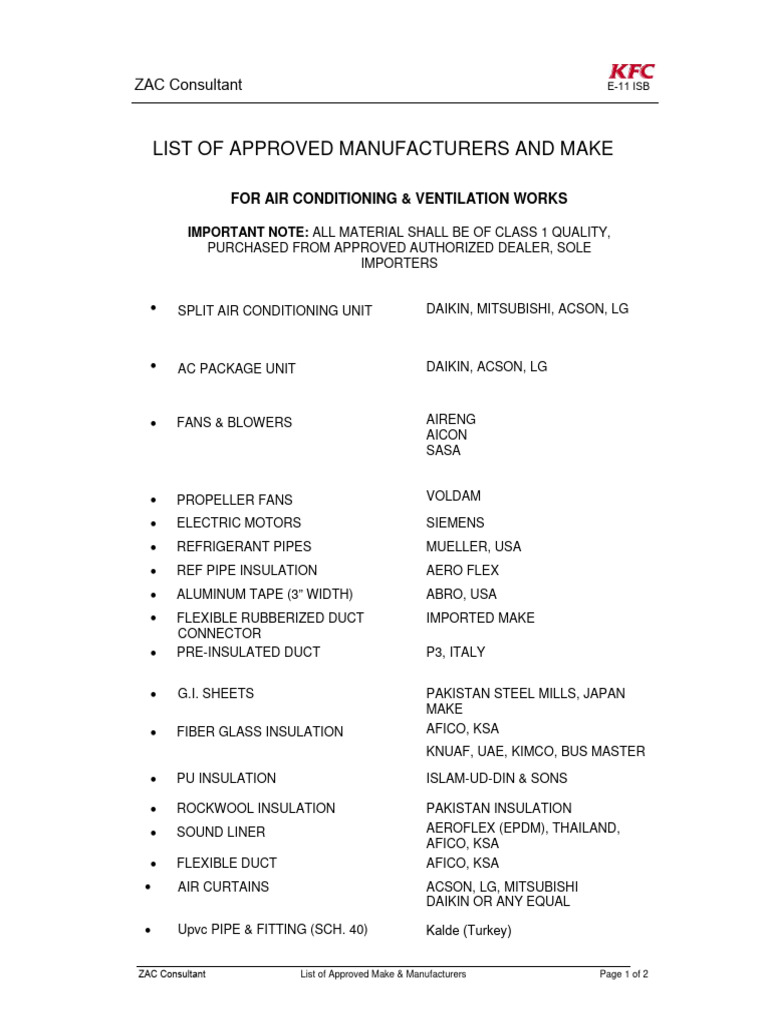 Technical Specifications HVAC. | PDF | Duct (Flow) | Pipe (Fluid ...