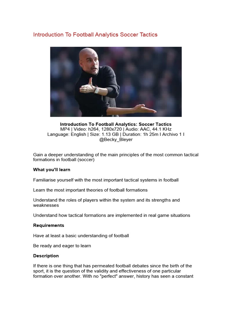 Football Tactics and Formations Guide | PDF