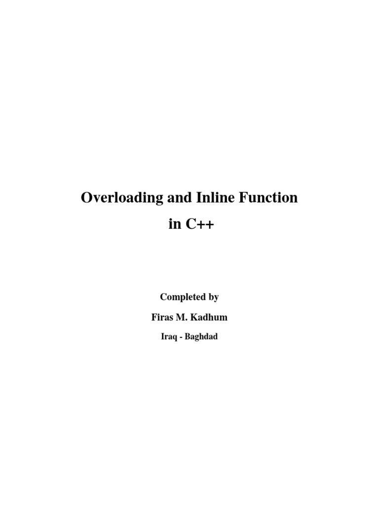 Overloading And Inline Function In C Pdf C Subroutine