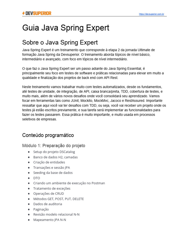 Treinamento Java Spring Expert: Testes e TDD | PDF | Testes de software ...