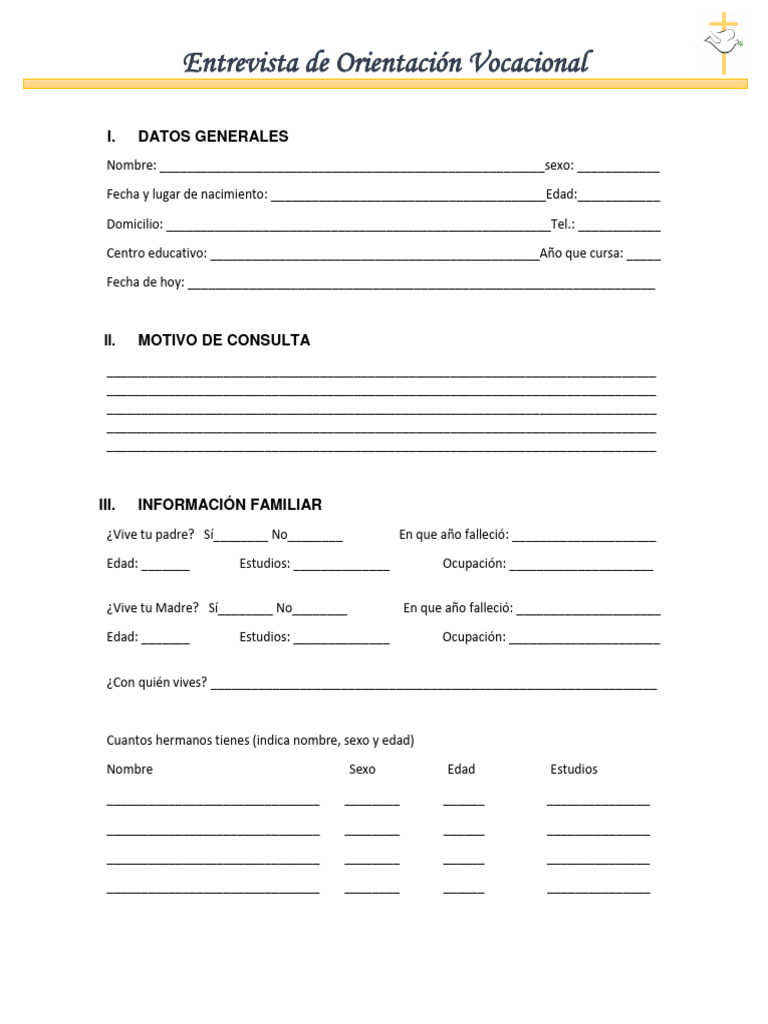 Formato de Entrevista Vocacional | PDF