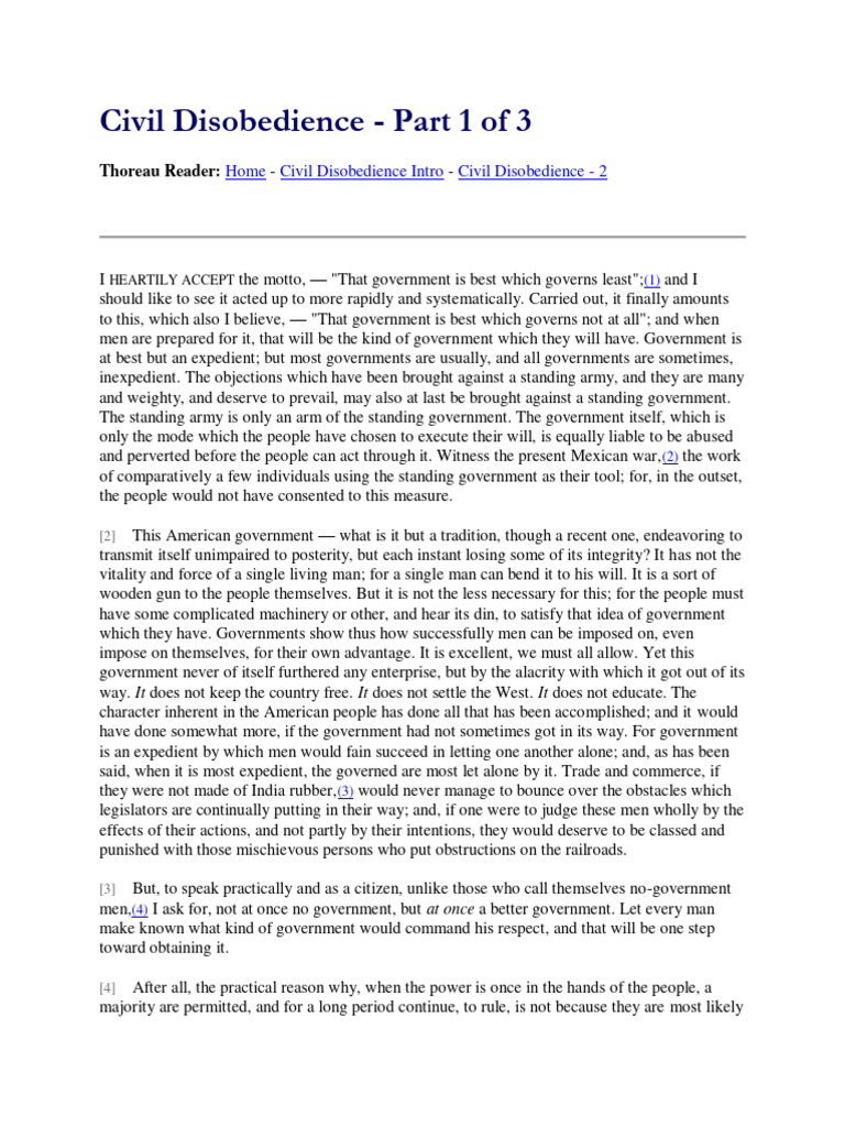 Civil Disobedience | PDF | Civil Disobedience (Thoreau) | Civil ...