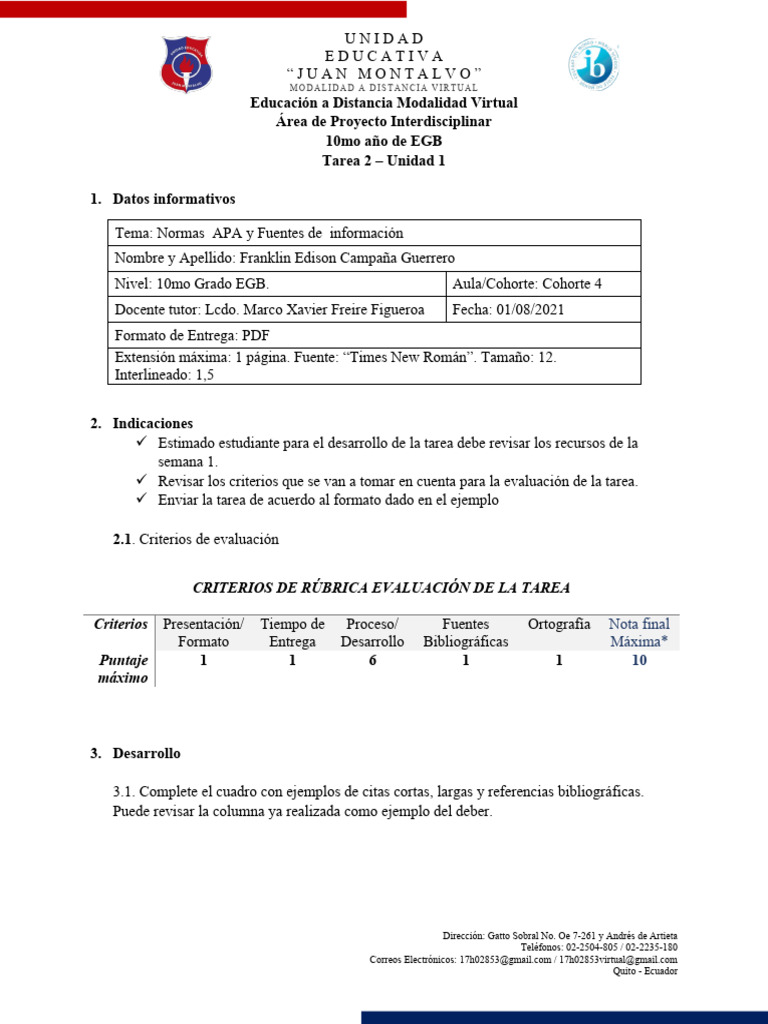 U1-S2 Tarea Citar Fuentes APA - 6tac Franklin | Descargar gratis PDF ...