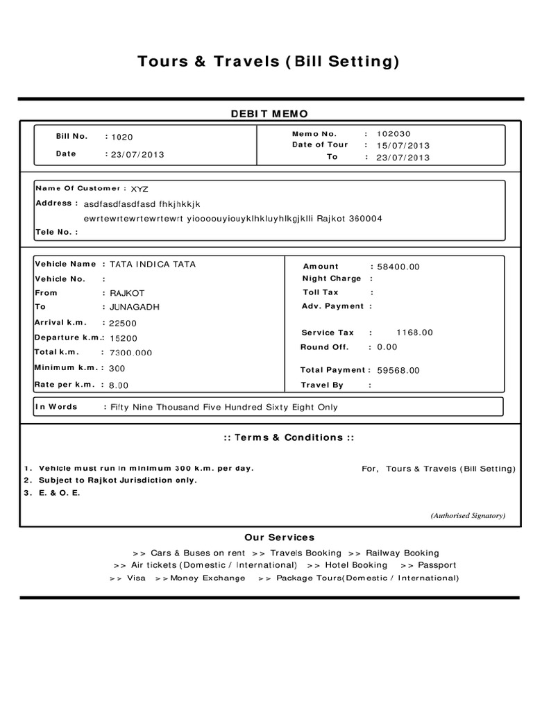Tour and Travels Receipt | PDF