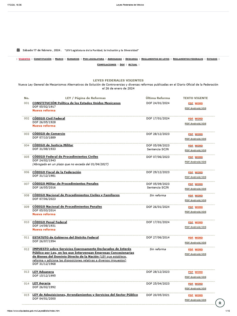 Reformas Recientes a Leyes Federales | PDF | México | Gobierno