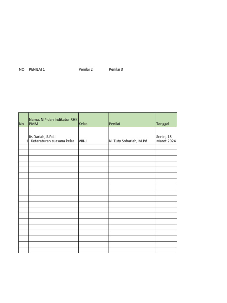 Format Formulir Observasi Bu Iis Dariah | PDF