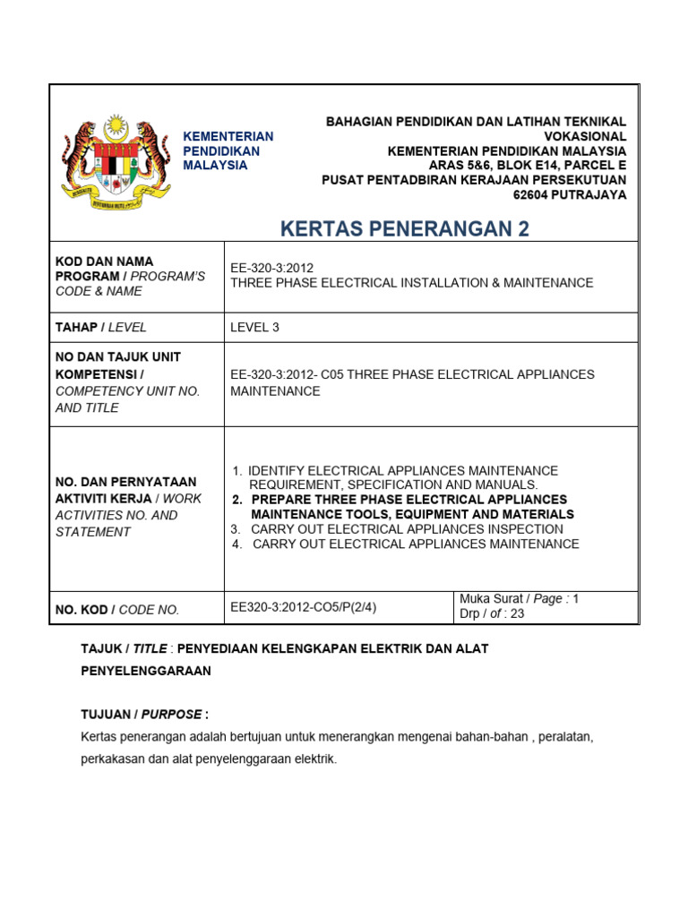 C05-P2 Peralatan Penyelenggaran | PDF