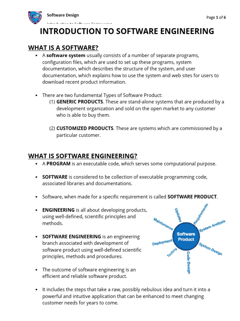 SOFTDES MODULE 1 BCP INTRODUCTION TO SOFTWARE ENGINEERING Student | PDF | Software | Software ...