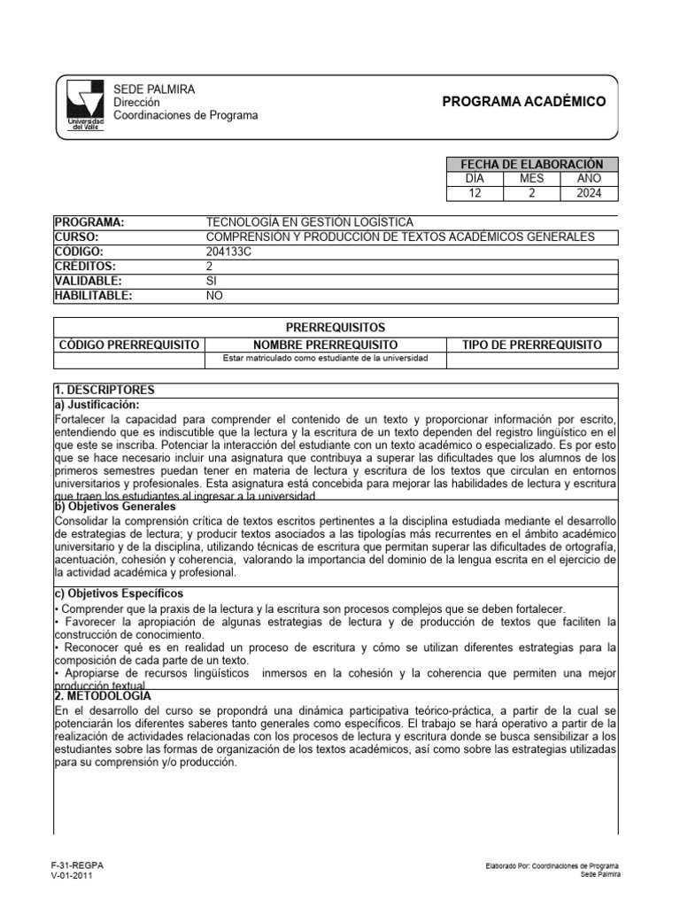 Contenidos programáticos | PDF | Sumario abstracto) | Escritura