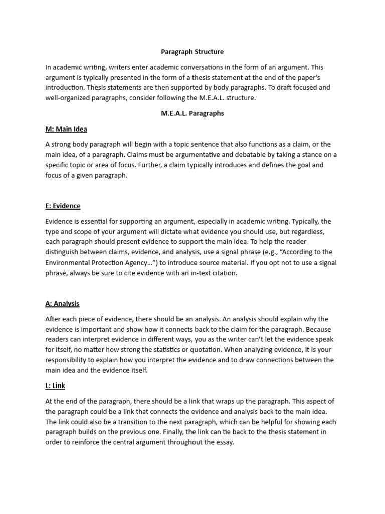Paragraph Structure | PDF | Evidence | Paragraph