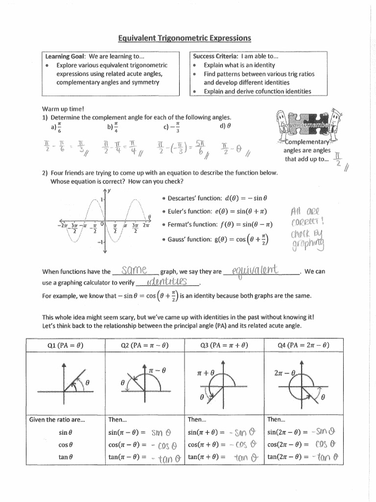 4.4b Annotated Equivalent Trigonometric Expressio | PDF