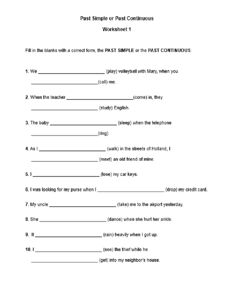 Past Simple vs. Past Continuous | PDF