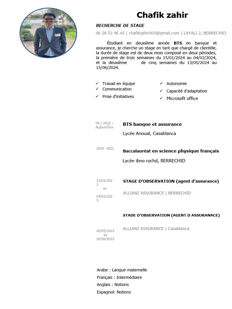 CV Chafik Zahir | PDF