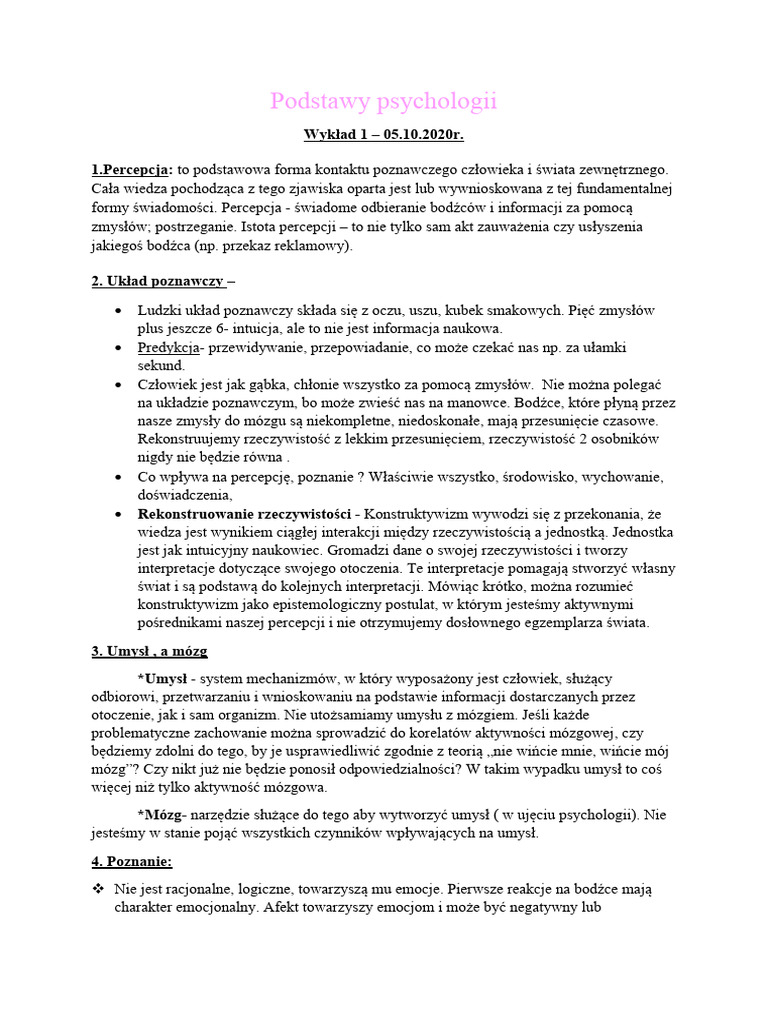 Podstawy Psychologii | PDF